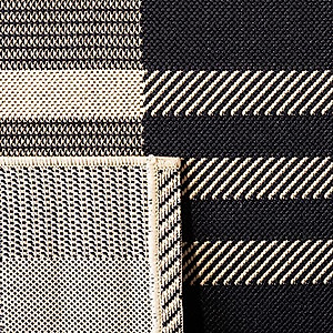 SAFAVIEH Courtyard Collection Accent Rug - 4' x 5'7", Black & Bone, Plaid Design, Non-Shedding & Easy Care, Indoor/Outdoor & Washable-Ideal for Patio, Backyard, Mudroom (CY6201-216)