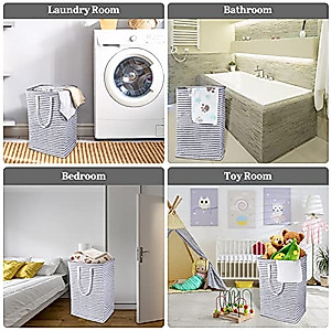 6 Pcs 75l Laundry Hamper Collapsible Laundry Basket Freestanding Laundry Hamper Large Waterproof Clothes Hamper Organizer with Easy Carry Extended Handles for Laundry Room Toys Clothes Storage, Grey
