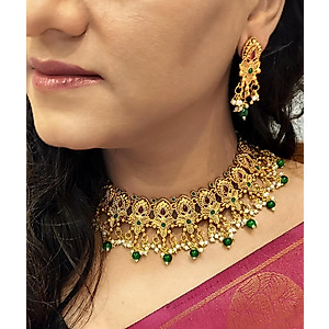 Efulgenz Indian Bollywood Traditional Gold Tone Crystal Faux pearl Kundan Wedding Strand Necklace Earrings Jewelry Set, Metal, No Gemstone