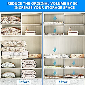 Vacuum Storage Bags, 80% More Space Saver Bags, 6 Pack Vacuum Compression Storage Bags for Comforters, Clothes, Blanket, Bedding, 6Pack 60x80cm