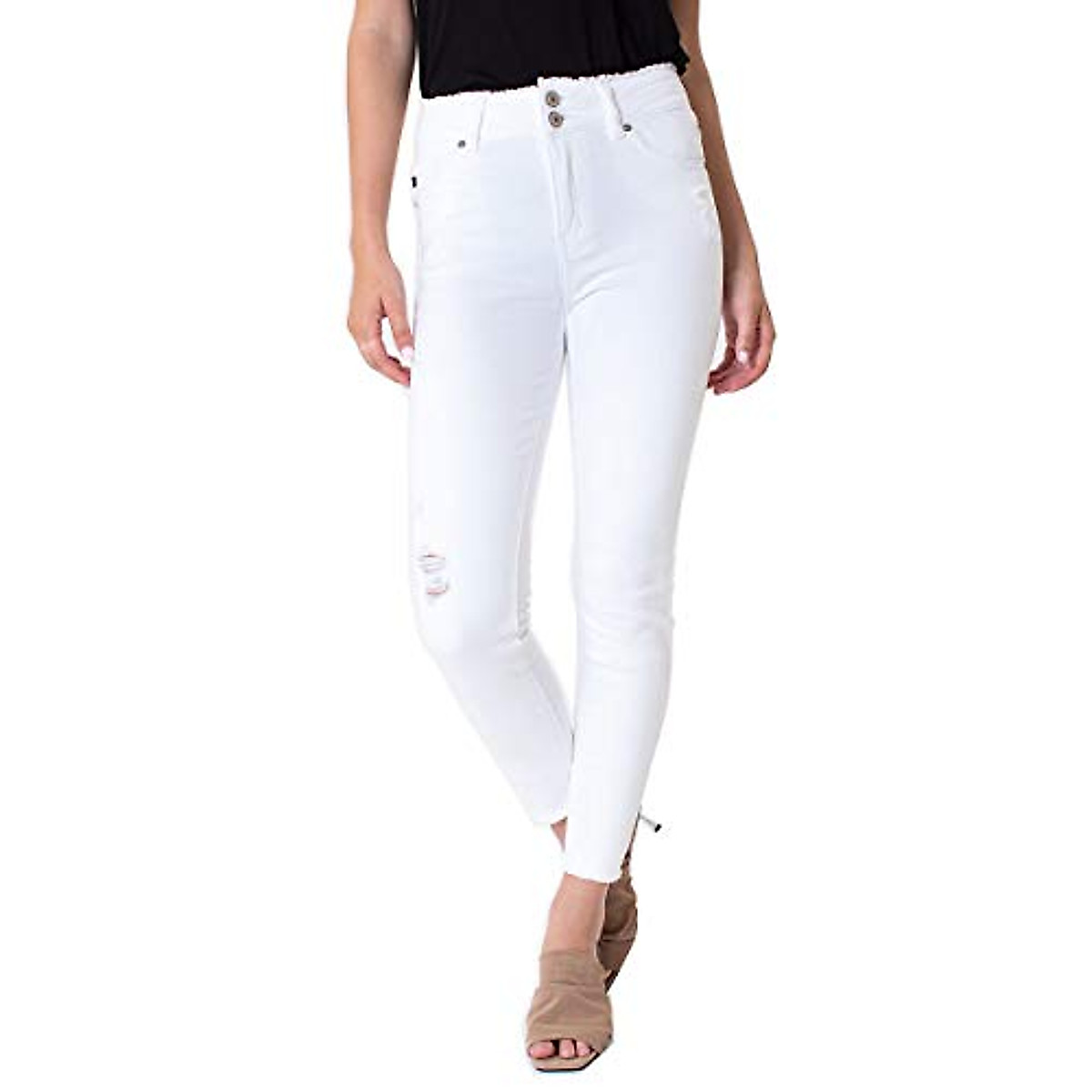 Kancan Women's High Rise Ankle Skinny Jeans - KC7317 (White, 11/29)