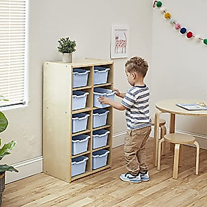 ECR4Kids Streamline 10 Cubby Tray Cabinet with Scoop Front Storage Bins, 5x2, Classroom Furniture, Powder Blue