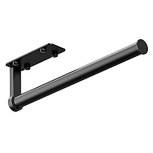 LOKTAR Black Paper Towel Holder, Very High Bond Self Adhesive or Drilling Paper Towel Rack, Under Cabinet Paper Towel Holder Wall Mount for Kitchen, Bathroom, Sink, 13 Inch
