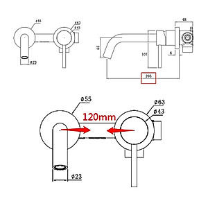 InEarz Kitchen Tap Brass Faucet Matte Black Bathroom Sink Faucet Tap, Water Swivel Spout Wall Mounted Bath Mixer Hot Cold Wash Basin Hot Cold Water, Vessel Basin Faucet, lz322