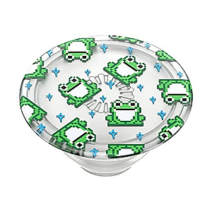 PopSockets Plant-Based Phone Grip with Expanding Kickstand, Eco-Friendly PopSockets for Phone - Translucent 8 Bit Frogs
