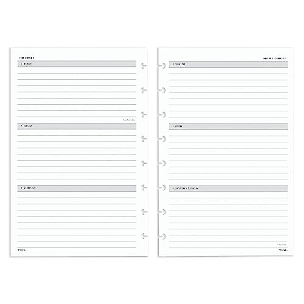 2024 TUL® Discbound Weekly/Monthly Planner Refill Pages, Junior Size