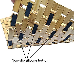 HJJKKH Bamboo Bath Mat with 15.7X23.6 inch,Nature Bamboo Bathroom Mat,Roll-Up and Foldable Bamboo Shower Mat,Non Slip Shower Tub Mat for Bathtub, Shower,Sauna,Hot Tub