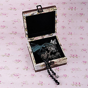 WaaHome Wood Jewelry Keepsake Box Memory Boxes Eiffel Tower Decorative Boxes For Girls Kids Gifts, 6.4"X6.4"X3.2"