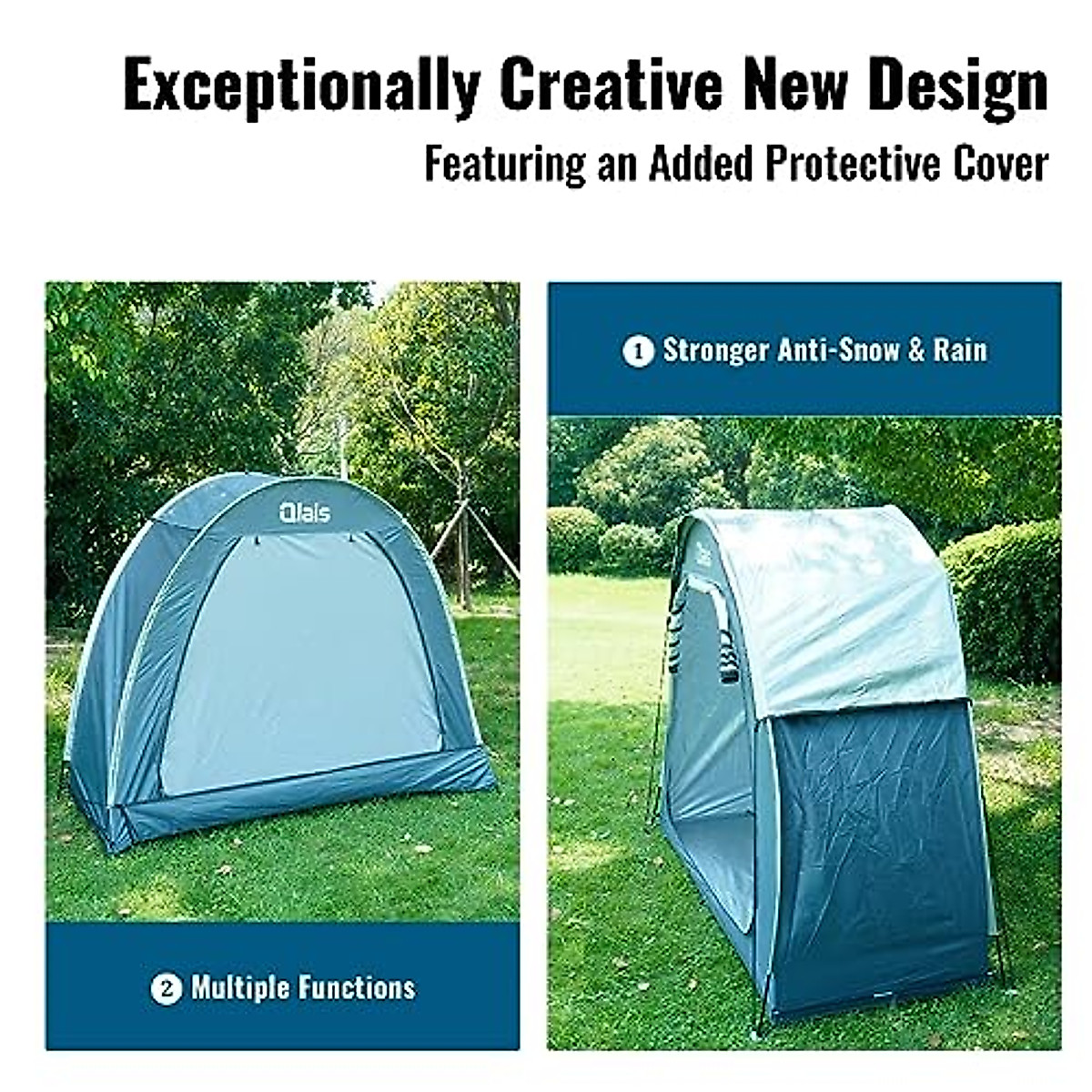 Qlais Outdoor Bike Storage Shed, Portable Bicycle Storage Cover, 210D Waterproof Silver Coated Oxford Bike Cover, Foldable Bicycle Shelter for Outfoor (Large)