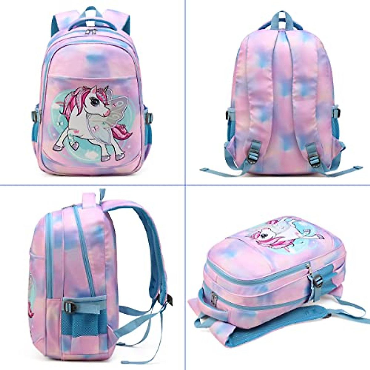 BLUEFAIRY Unicorn Backpack for Girls Elementary School Bags for Kindergarten Primary Book Bag Lightweight Bookbags for Kids Back to School Travel Gifts 17 Inch