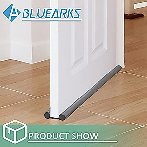 Bluearks 37 Inch Door Draft Stopper, Under Door Draft Stopper for Bottom, Twin Door Draft Stopper, Adjustable Door Sweep, Door Noise Blocker Cold Air (Size Adjustable
