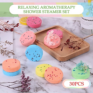 Shower Steamers Aromatherapy, 30PCS Natural Organic Shower Bombs with Essential Oils for Home Spa, Birthday Christmas Gift Basket for Women/Men