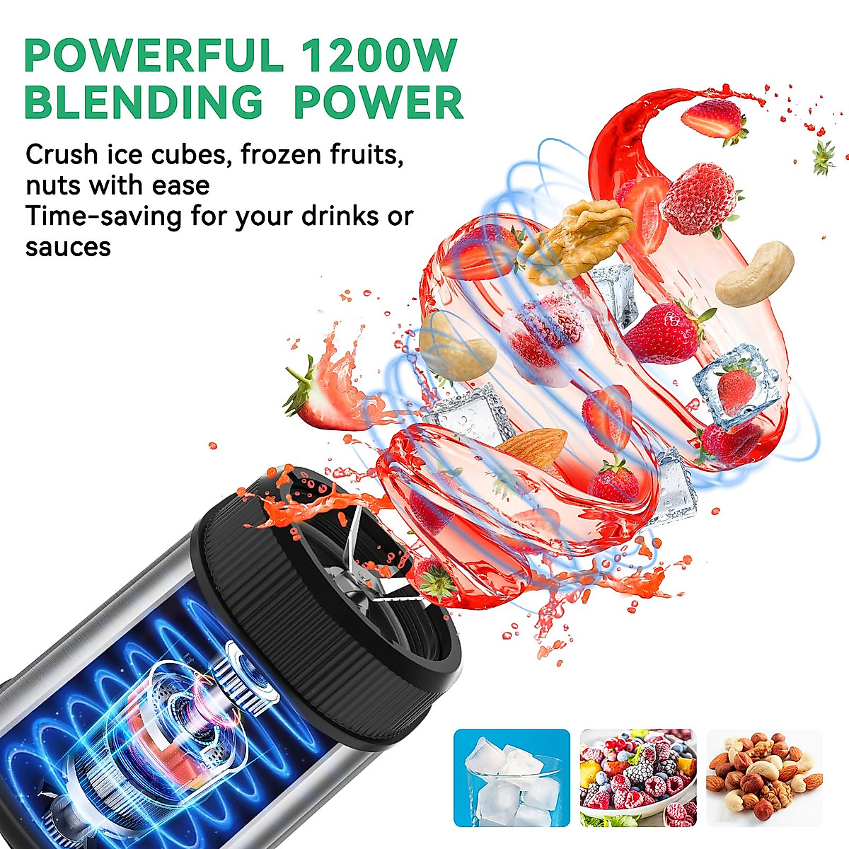 Bullet Blender Smoothie Maker 900W with To-Go Cups, Smoothie Blender, Upgrade 6-Point Blade, Smoothie Blender, Shake Blender Combo for Frozen Drink