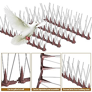 Bird Spikes,15 Pack Stainless Steel Bird Spikes, Bird Repellent Devices Outdoor, Bird Deterrent Spikes for Pigeons and Other Animals, for Garden Fence and Wall