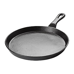 Winco Round Cast Iron Grill Pan, 10-Inch, Black Finish