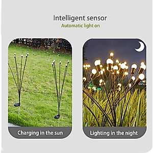 VeiledMoon Swaying Firefly Solar Lights for Garden，Waterproof Pathway Lights Decoration，Pack of 2,Bobbing About in The Breeze(6 Bulbs)