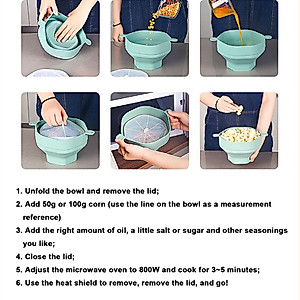 Microwave Popcorn Bowl, High Temperature Resistant Large Bowl, Silicone Microwave Hot Air Popcorn Popper Bowl With Lid, Easy to Operate Food Bowl for Household Kitchen Movie Night Parties