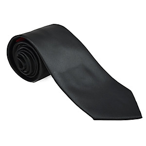 Mens Black Ties Bulk Lot of 5 Mens Solid Color Wedding Ties 3.5" Satin Finish (Black)