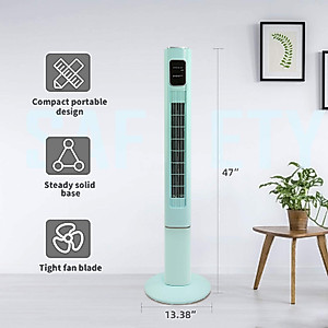 R.W.FLAME Tower Fan with Remote Control, Standing fan for office, Oscillating fan for home with children/pets/elders, Time Settings,LCD display,45W, Oscillation, 47", Green