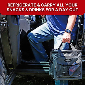 Koolatron Electric Portable Cooler Plug in 12V Car Cooler Bag,26 qt (25 L) Black/Gray Soft-Sided No Ice Thermo Electric Portable Fridge for Camping, Adjustable Shoulder StrapTravel Trucking Road Trip.