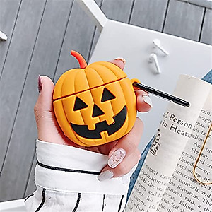 Airpods Case,New Pumpkin Lantern Case for Airpods 1&2, Airpods Accessories Shockproof Protective Premium Silicone Cover and Skin for Apple Airpods Charging Case
