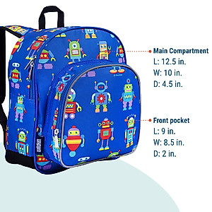 Wildkin 12-Inch Kids Backpack for Boys & Girls, Perfect for Daycare and Preschool, Toddler Bags Features Padded Back & Adjustable Strap, Ideal for School & Travel Backpacks (Robots)