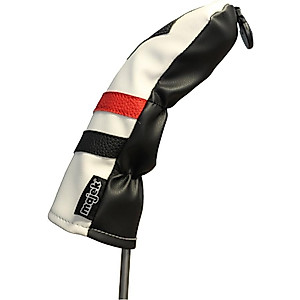 Majek Retro Golf Headcovers White Red and Black Vintage Leather Style 3 5 H Fairway Wood and Hybrid Head Cover Classic Look