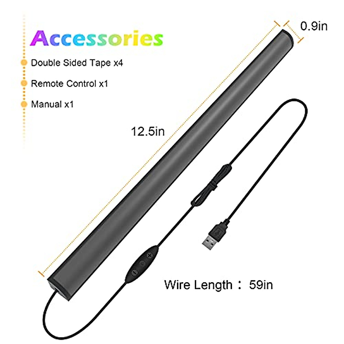 WILLED Under Monitor Light Bar, RGB Gaming Lights for Gaming Setup, Ambiance Backlights with Remote Controller, 5V USB Powered, for Gaming, Keyboard, Computer Accessories, PC Desk, Room Decoration