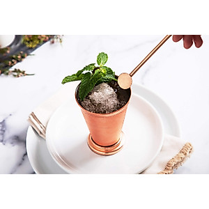 Sol Living Mint Julep Cups Gift Set of 4, 12 oz. Stainless Steel Silver Cups with 4 Drinking Straws Kentucky Derby Cups Premium Handcrafted Barware Set for Cocktails Mixed Drinks