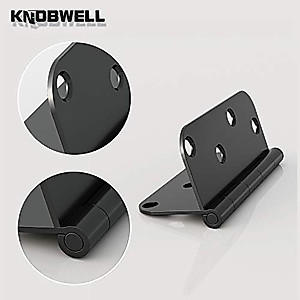 KNOBWELL 3 Pack 8-Hole 5/8-Inch Radius Door Hinges for Interior and Exterior Door Use, 4-Inch by 4-Inch Matte Black Door Hinges