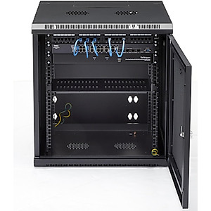 StarTech.com 4-Post 12U Wall Mount Network Cabinet with 1U Shelf, 19in Wall-Mounted Server Rack, Up to 20in Mounting Depth