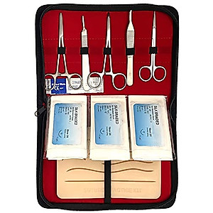 Suture Practice Kit w Suturing Guide E-Book,[Large Case Large Pad & Variety of Sutures w Slots] 4th Gen Pad, Tools Suture Needles by Medical Professionals for Residents Med Dental Vet School Students