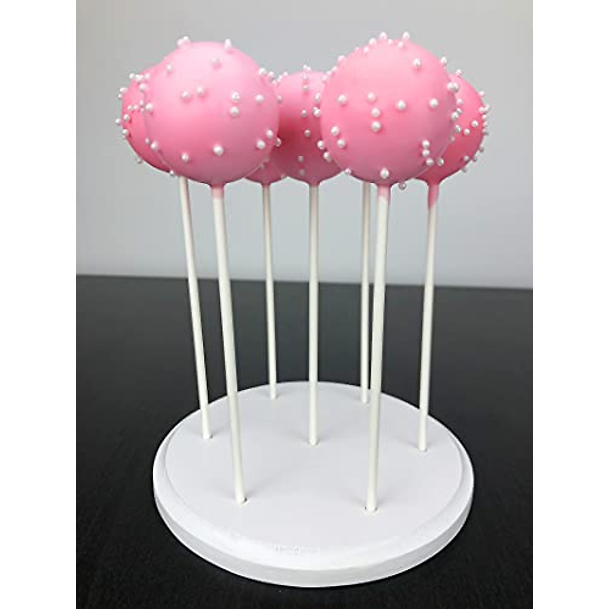 NANGOPOP 2 Pack Cake Pop Stand - 7 Hole Wood Lollipop Holder Display Round Candy or Sucker Stand for Wedding, Birthday Party, White