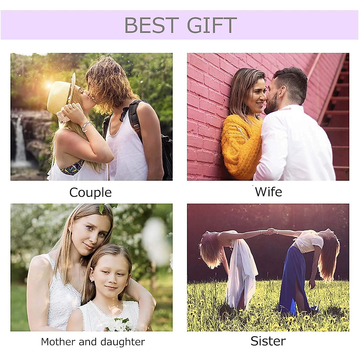 liforlove Heart Bracelet for Women Mutual Attraction Couple Bracelets Distance Relationship Her Rubber Rope Bracelet (black & pink, key lock pendant)