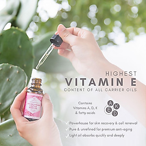 Leven Rose Prickly Pear Seed Oil (Barbary Fig) 100% Pure Organic Prickly Pear Oil, Extra Virgin, Cold Pressed, All Natural Face, Dry Skin & Body Moisturizer and Hair Treatment 1 oz