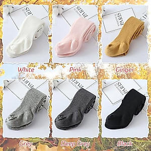 6 Pack Baby Girls Tights Solid Cable Knit Thick Cotton Legging Pants Stocking Pantyhose for Infants Toddlers 1-8T