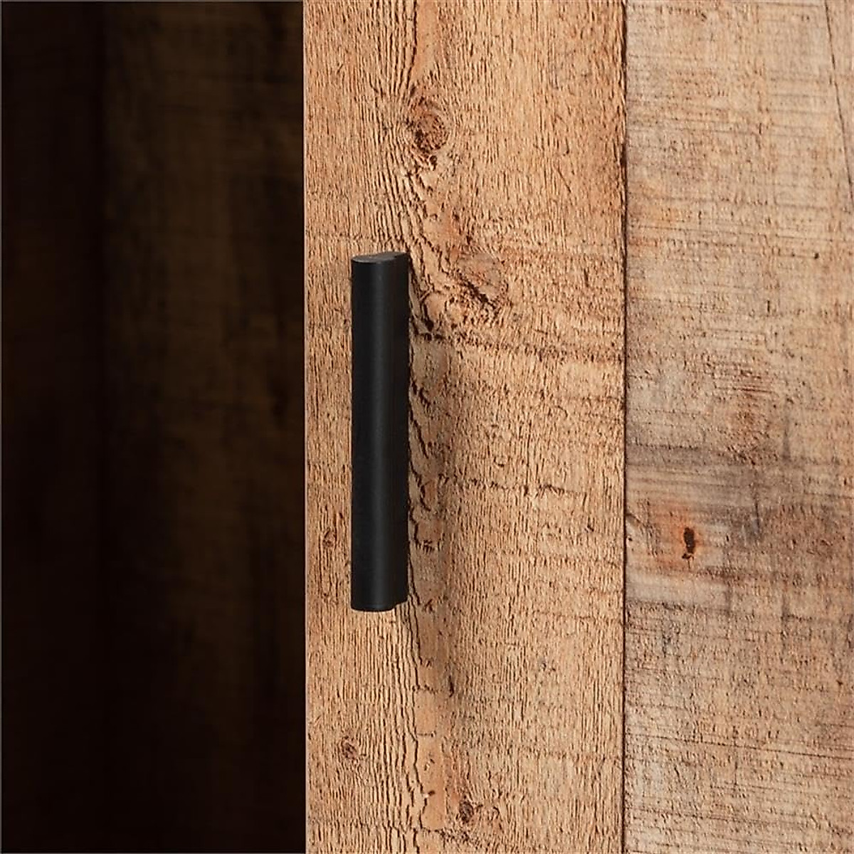 Baxton Studio Mathis Modern and Contemporary Rustic Brown Finished Wood and Rose Gold Finished Metal Wine Storage Cabinet