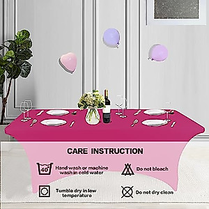 IVAPUPU 2 Pack 6FT Table Cloth for Rectangular Fitted Events Stretch Fuchsia Table Covers Washable Table Cover Spandex Tablecloth Table Protector for Party, Wedding, Cocktail, Banquet, Festival