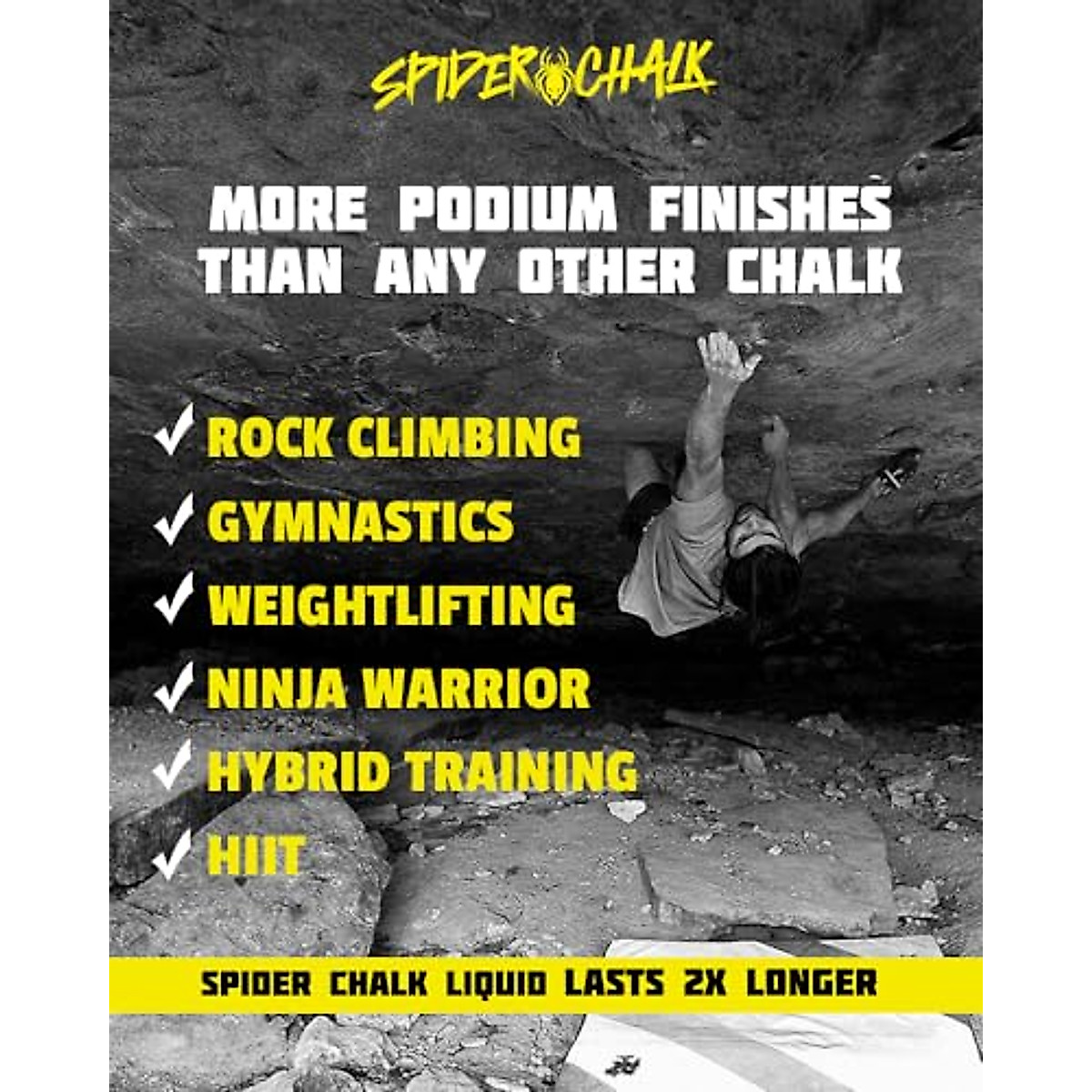 SPIDER CHALK Extreme Grip No Mess Weightlifting Liquid Chalk Made in The USA - Lab-Grade for Powerlifting and Gym