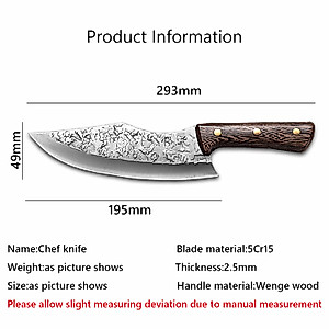 NA 7.5'' Hand Forged Meat Cleaver Stainless Steel Chef Knife Butcher Knives Chopper for Kitchen, Restaurant or Camping