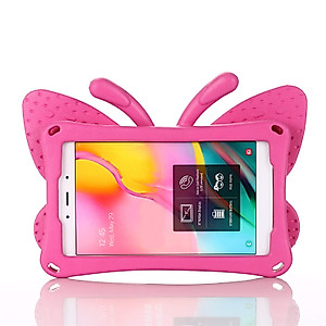 UUcovers Kids Case for Amazon Kindle Fire HD 8 Tablet (8th/7th/6th Generation, 2018/2017/2016) 8" with Handle Folding Kickstand Kid-Proof Shockproof EVA Foam Lightweight Stand Cover, Rose Butterfly