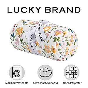 Lucky Brand Oversized Super Plush Microfiber Throw Blanket in Printed Rosy Ditsy, 50in x 70in