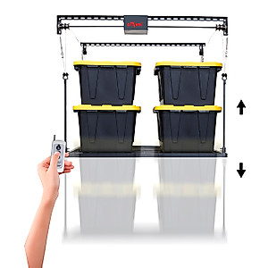 Origami Garage Ceiling Storage Racks Motorized, Heavy Duty 52" x 25" Platform - Remote Controlled Electric Garage Overhead Storage Racks with 250 LBs Weight Capacity, Adjustable Height
