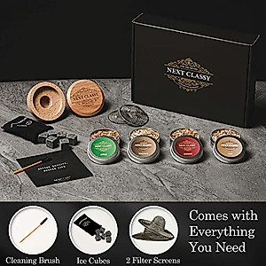 NEXTCLASSY Cocktail Smoker Kit for Drinks – Whiskey, Bourbon, Meat, Cheese and BBQ - Premium Whiskey Smoker Kit with Oak, Cherry, Apple and Walnut Wood Chips
