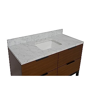 Kitchen Bath Collection Mia 48-inch Bathroom Vanity (Carrara/Walnut): Includes Walnut Cabinet with Authentic Italian Carrara Marble Countertop and White Ceramic Sink