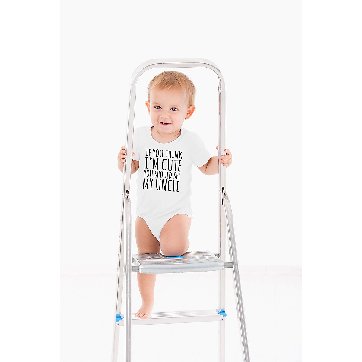 AW Fashions If You Think Im Cute You Should See My Uncle Baby Bodysuit Newborn Clothes Cute Boy Outfits (Newborn, White)