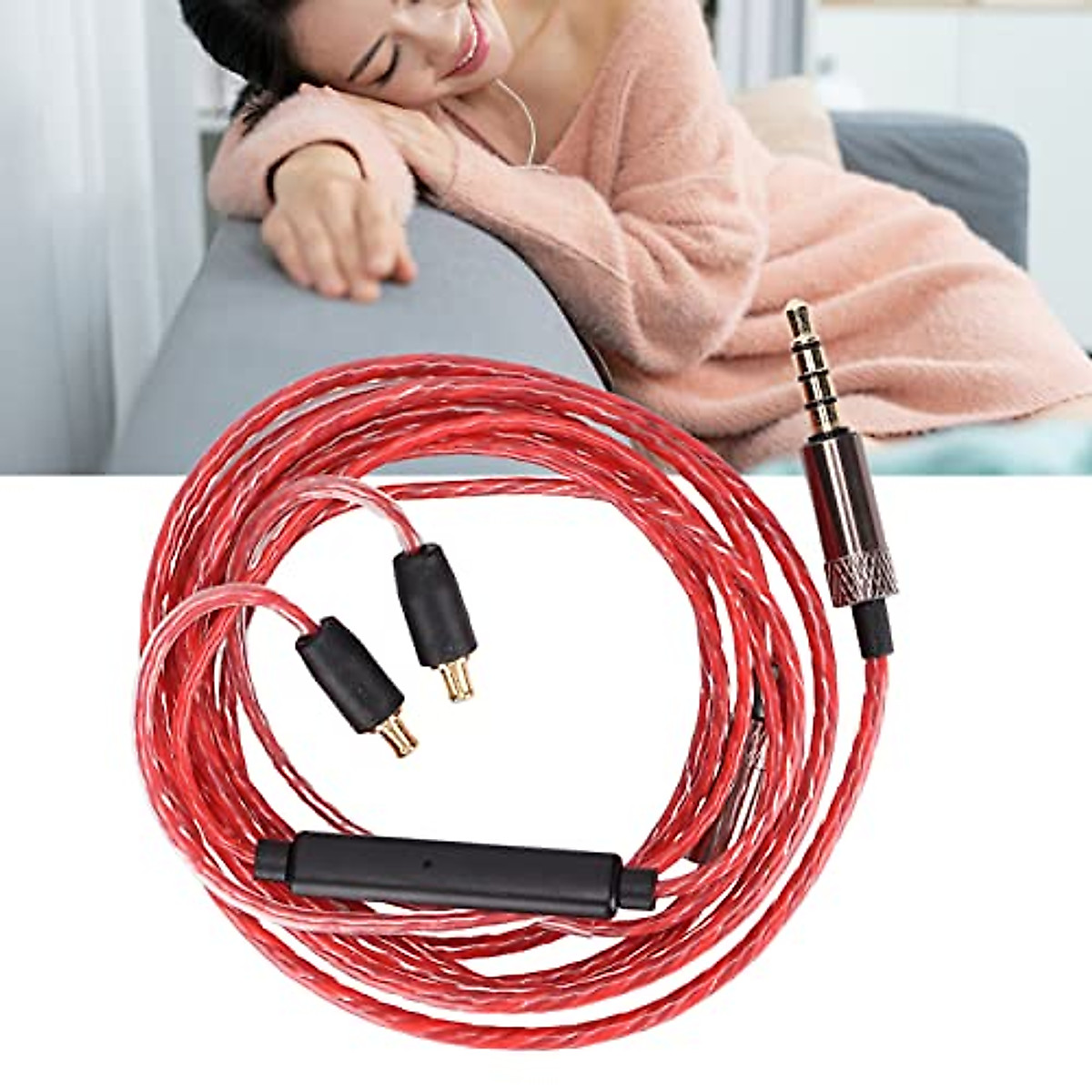 Qinlorgo Audio Extend Cord, Stable Signal Smooth Ergonomic Strong Corrosion Resistance Headphone Audio Cable for CKR90 CKR100 LS50 LS70 for E50 E70 LS200 LS300 LS400
