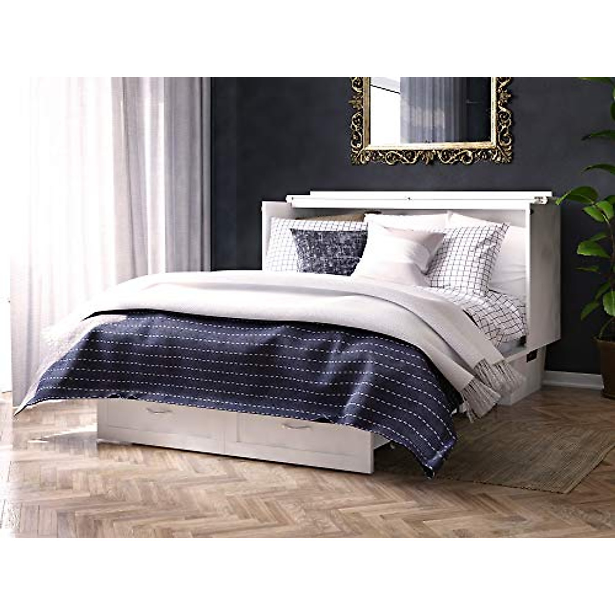 Atlantic Furniture Monroe Murphy Bed Chest with Charging Station, White