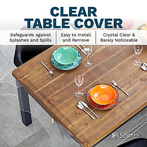 Sorfey Plastic Table cover - Clear Plastic Tablecloth Protector, with Edge, 54-Inch by 54 inch, Square, Waterproof & Oilproof