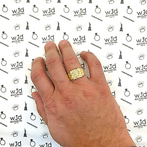 10K Real Gold CZ Nugget Signet Ring, 8.5